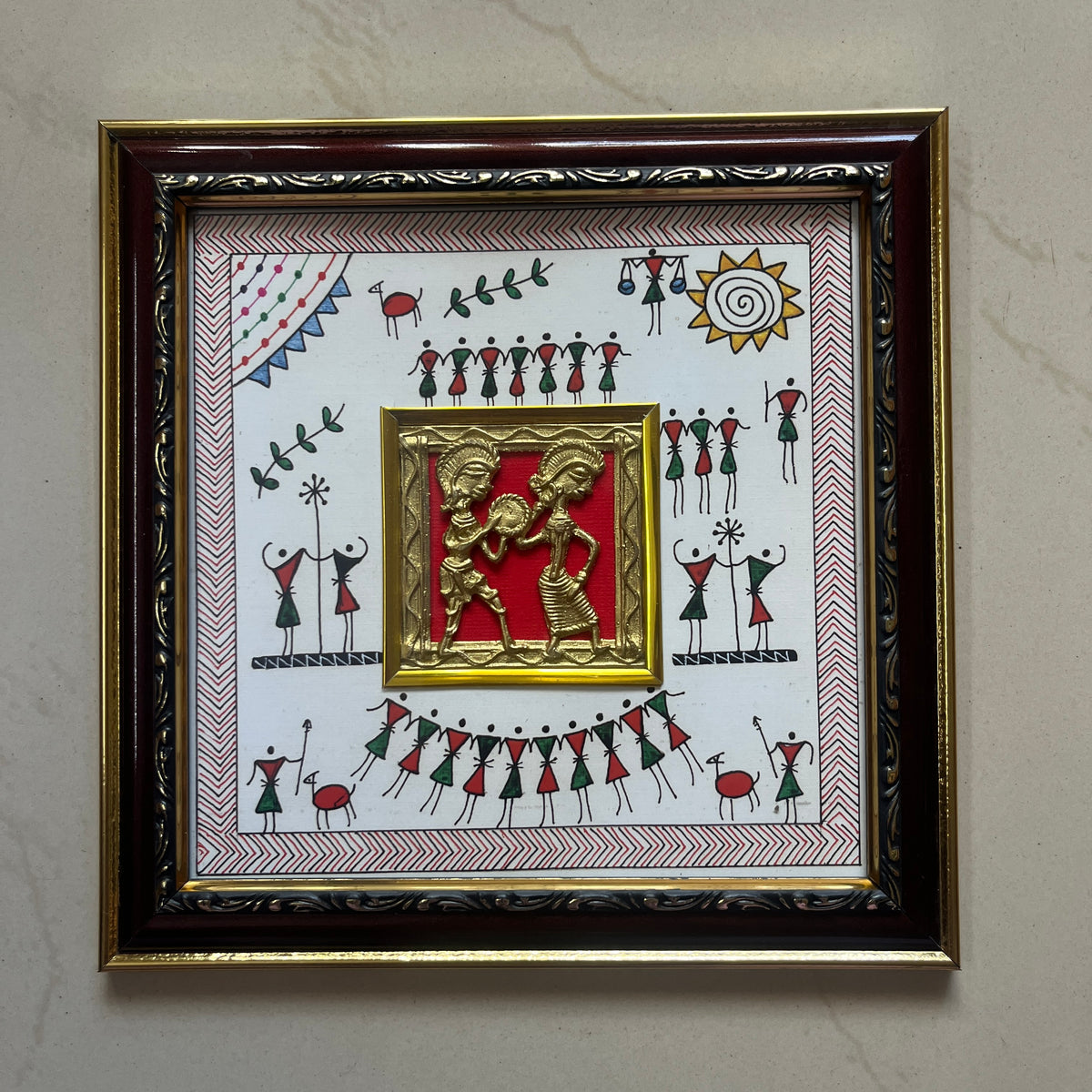 Dhokra Brass Jali Wall Frame with Warli Painting - Tribal Dancing Coup ...