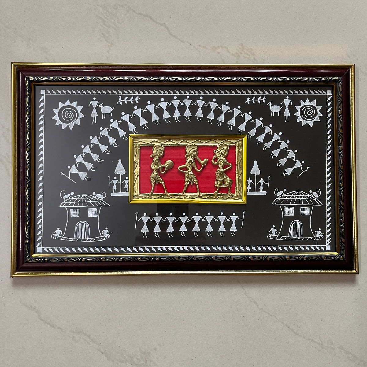 Dhokra Brass Jali Wall Frame with Warli Painting - Tribal Dancing Trou ...